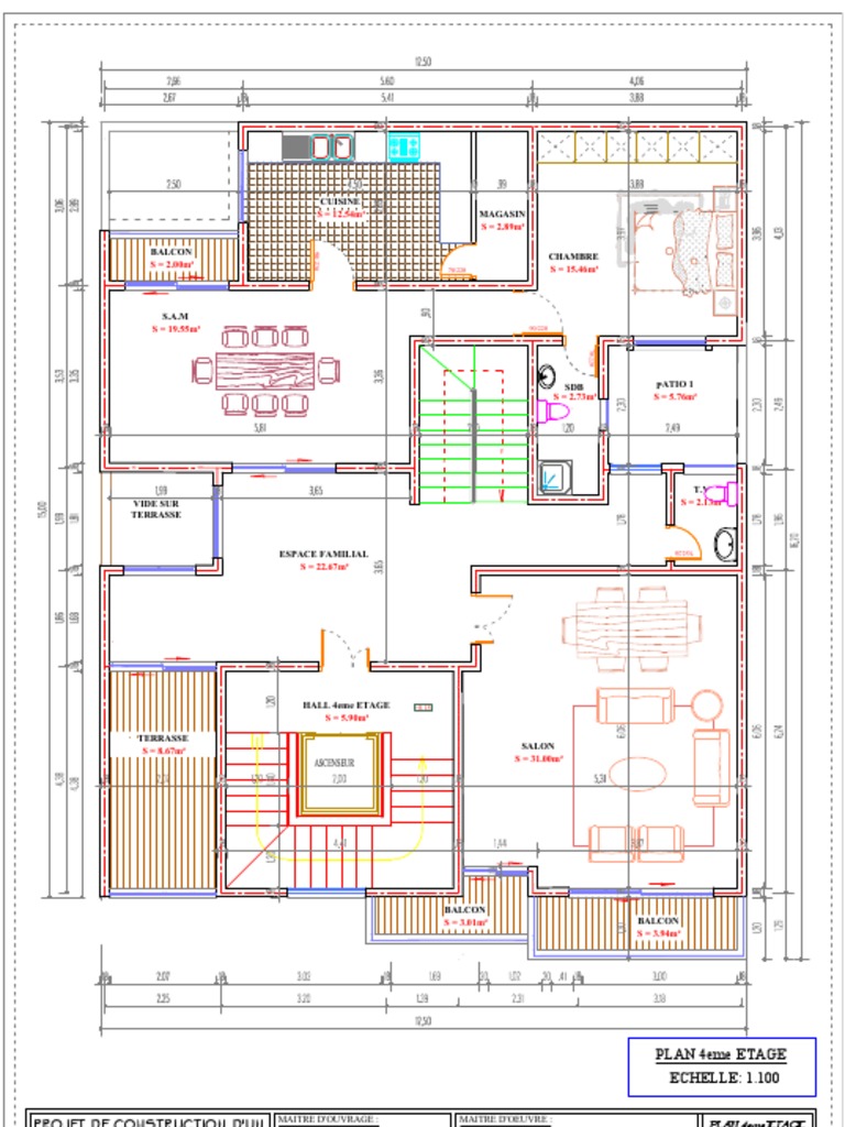 Plan d'immeuble R+5 avec 4 appartements | PDF | Infrastructure piétonne ...