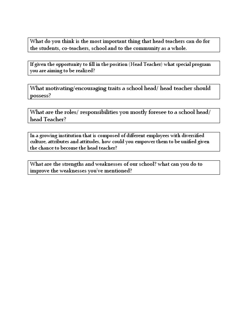 QUESTIONS for Behavioural Events Interview | PDF