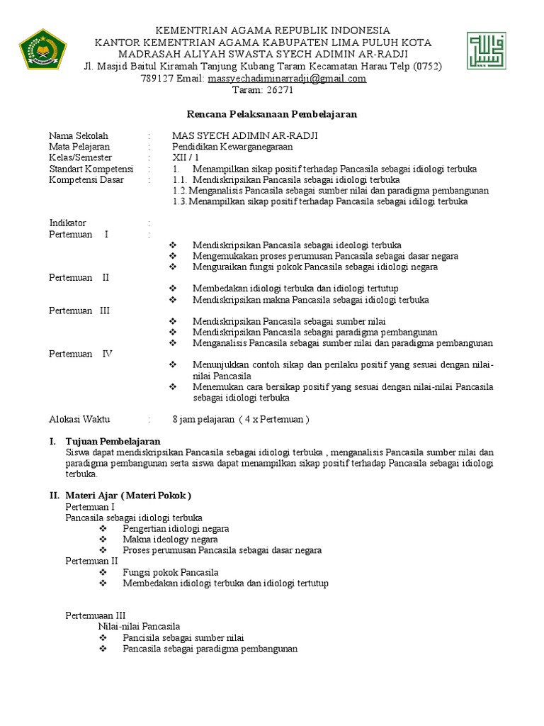 RPP PKN Kelas XII | PDF