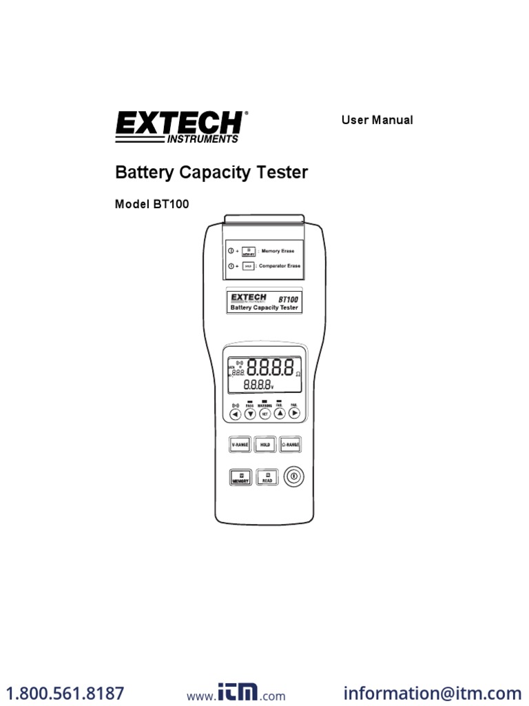 Manual del Extech BT100 Tester de Baterías | PDF