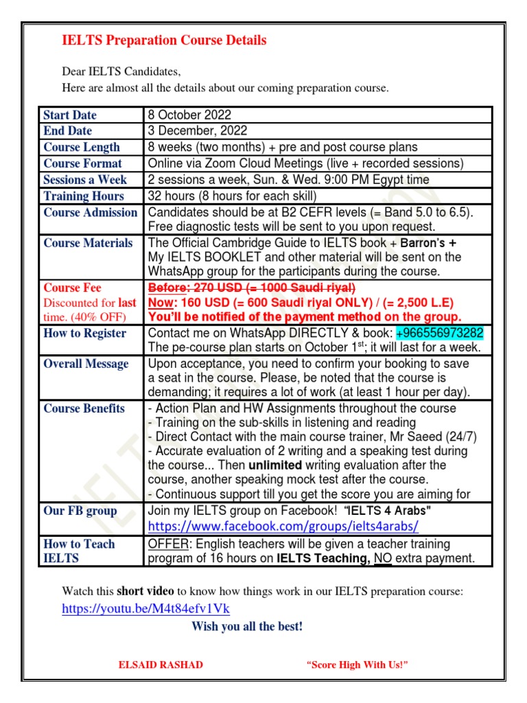 IELTS Preparation Course Details 2022 | PDF
