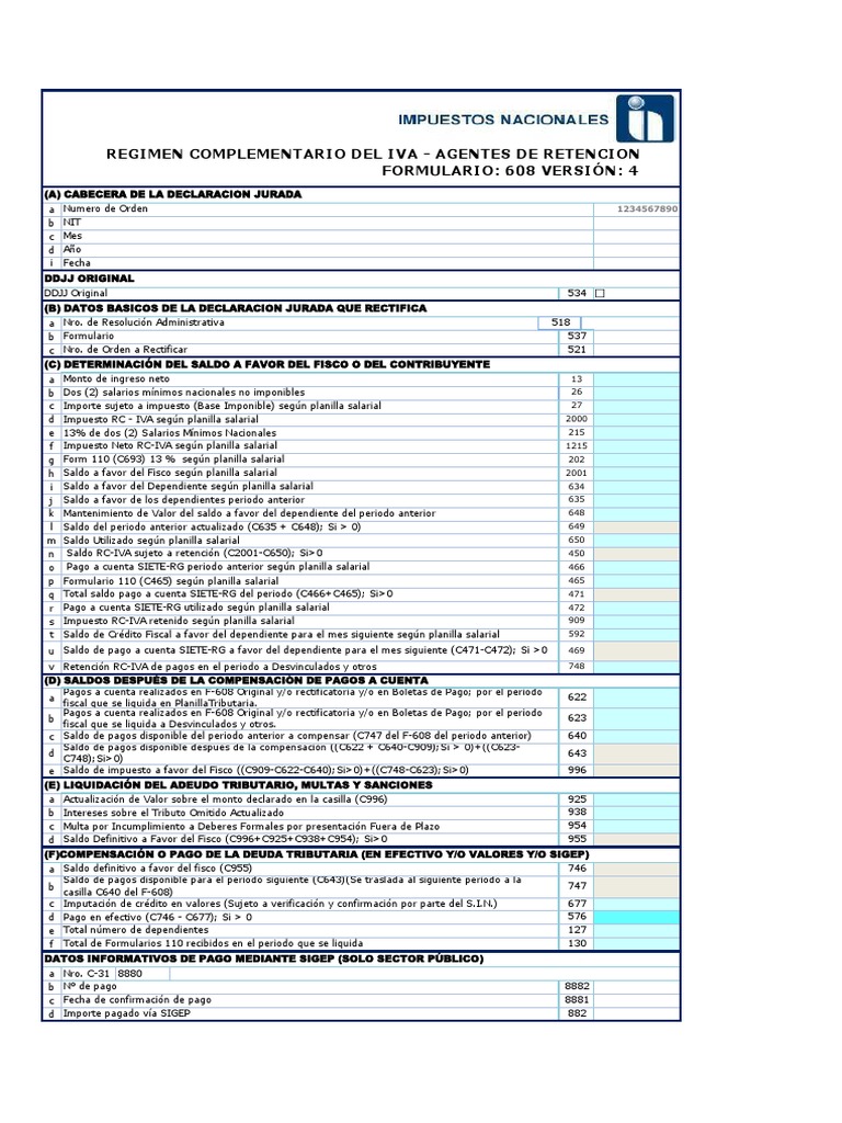 Formulario 608: Registro Tributario | PDF | Impuestos | Economias