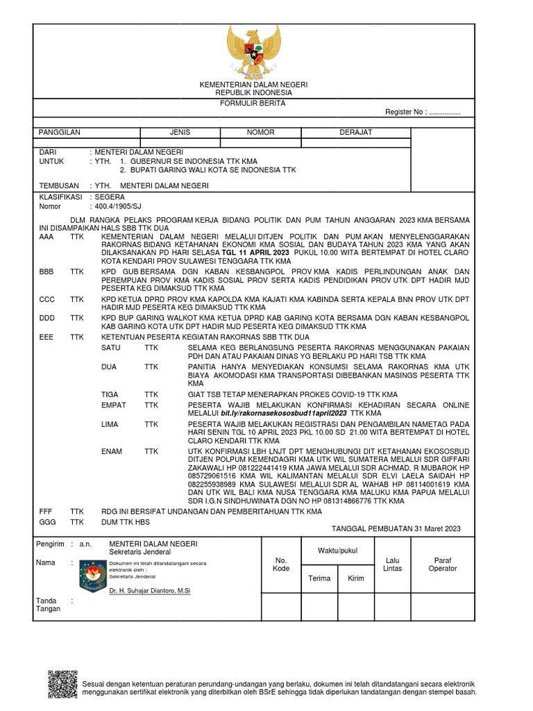 RDG RAKORNAS KENDARI (1) | PDF
