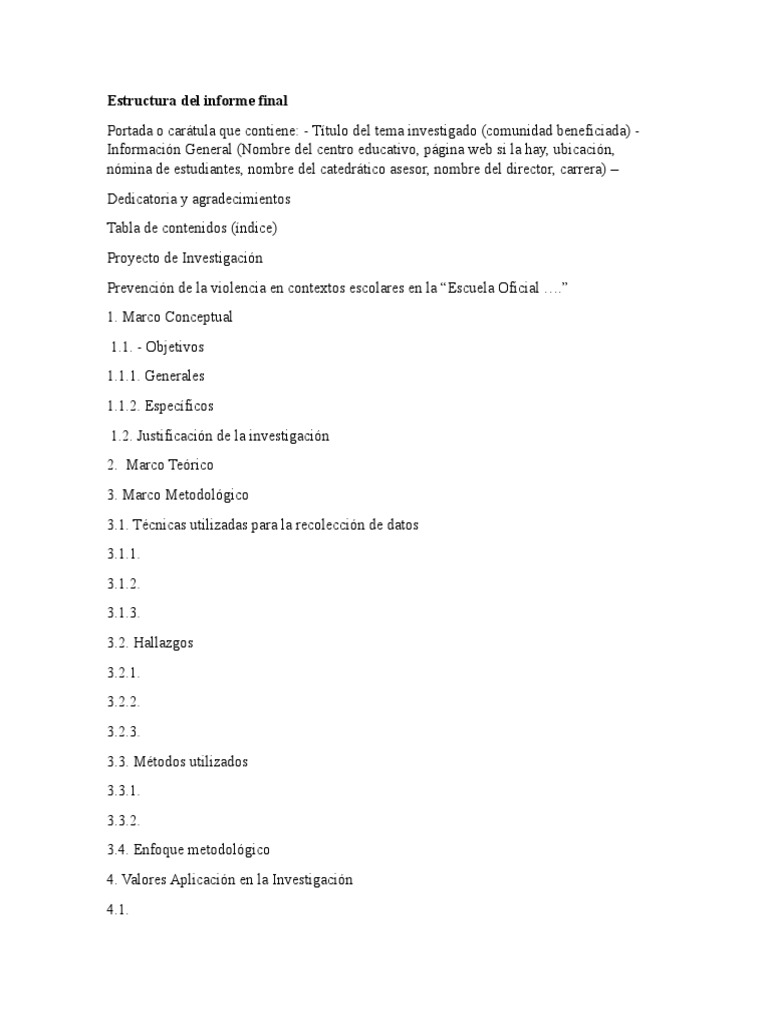 Estructura Del Informe Final | PDF