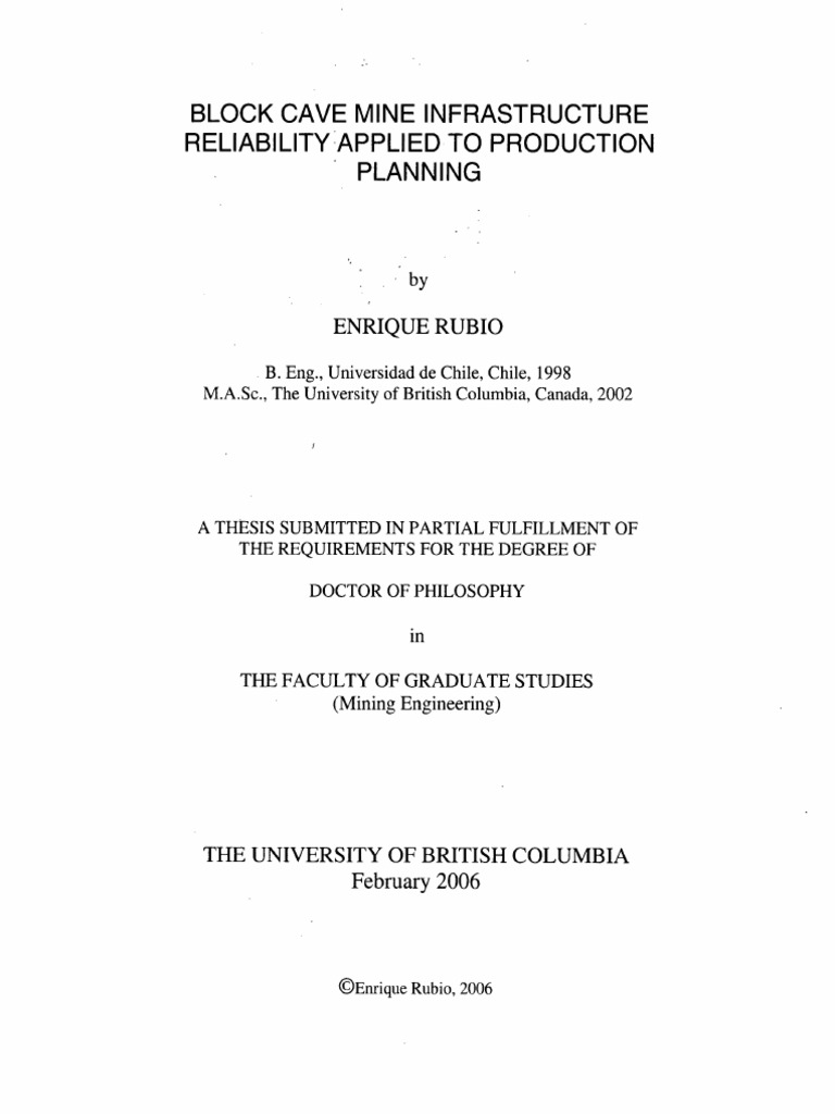 Block C A V E Mine Infrastructure Reliability Applied To Production Planning | PDF | Reliability ...