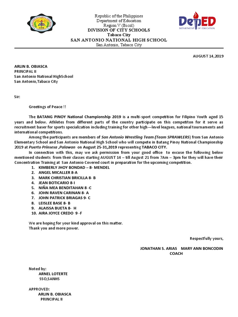 Excuse Letter Batang Pinoydocx | PDF | Philippines