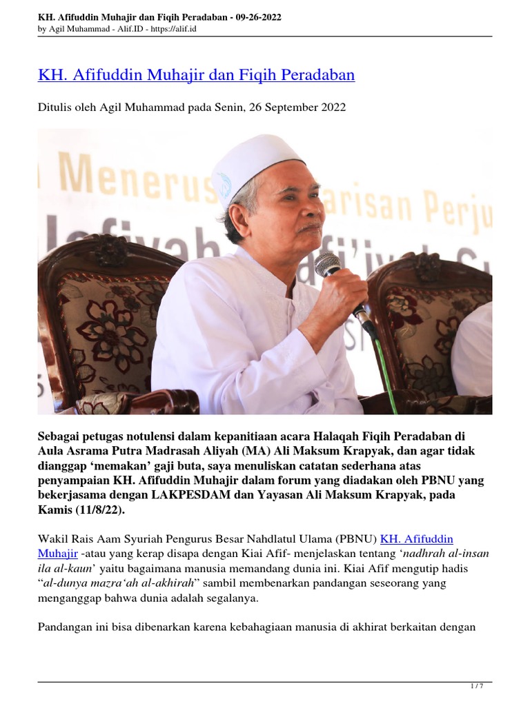 KH. Afifuddin Muhajir Dan Fiqih Peradaban | PDF