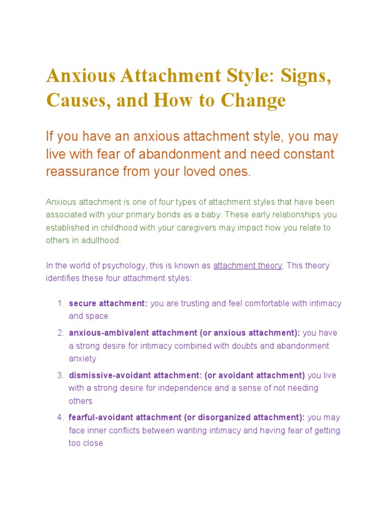 What Is Anxious Attachment | PDF | Attachment Theory | Anxiety