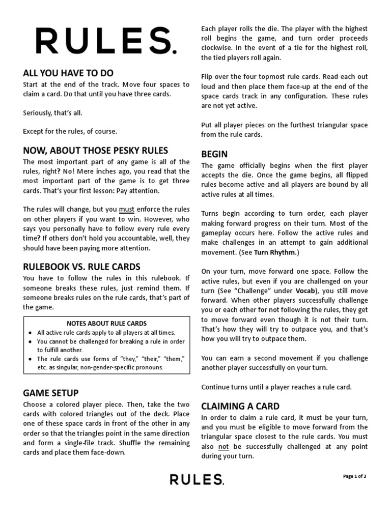 RULES Rulebook | PDF | Tabletop Games | Gaming