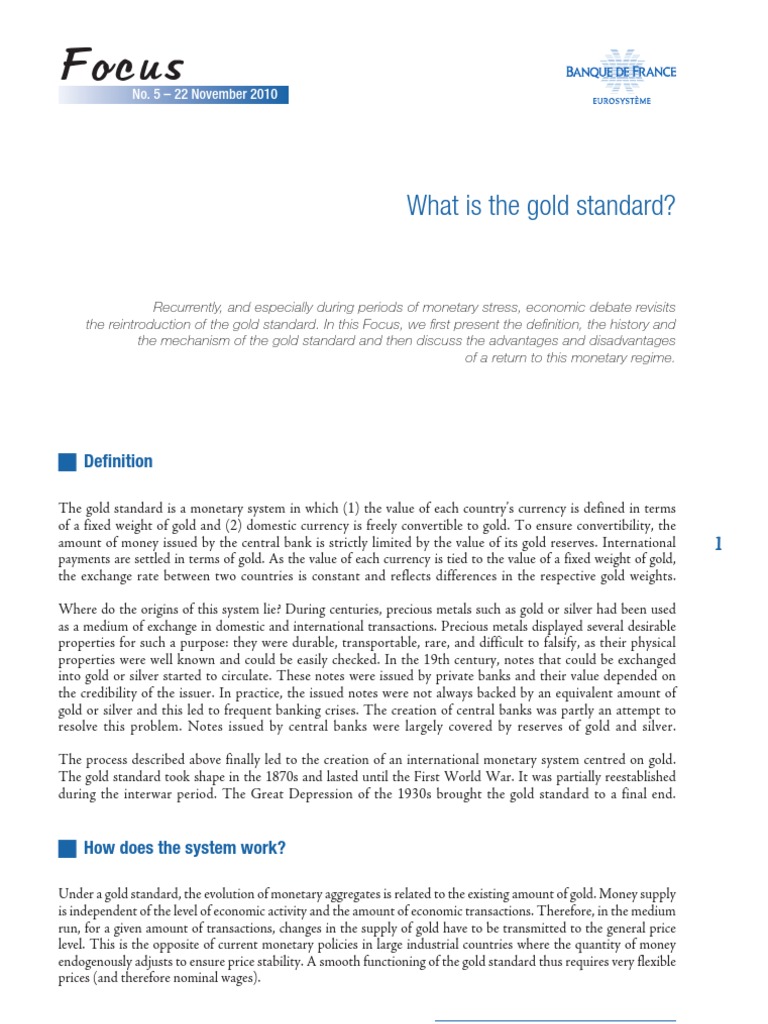 Gold Standard 1 | PDF | Gold Standard | Fixed Exchange Rate System