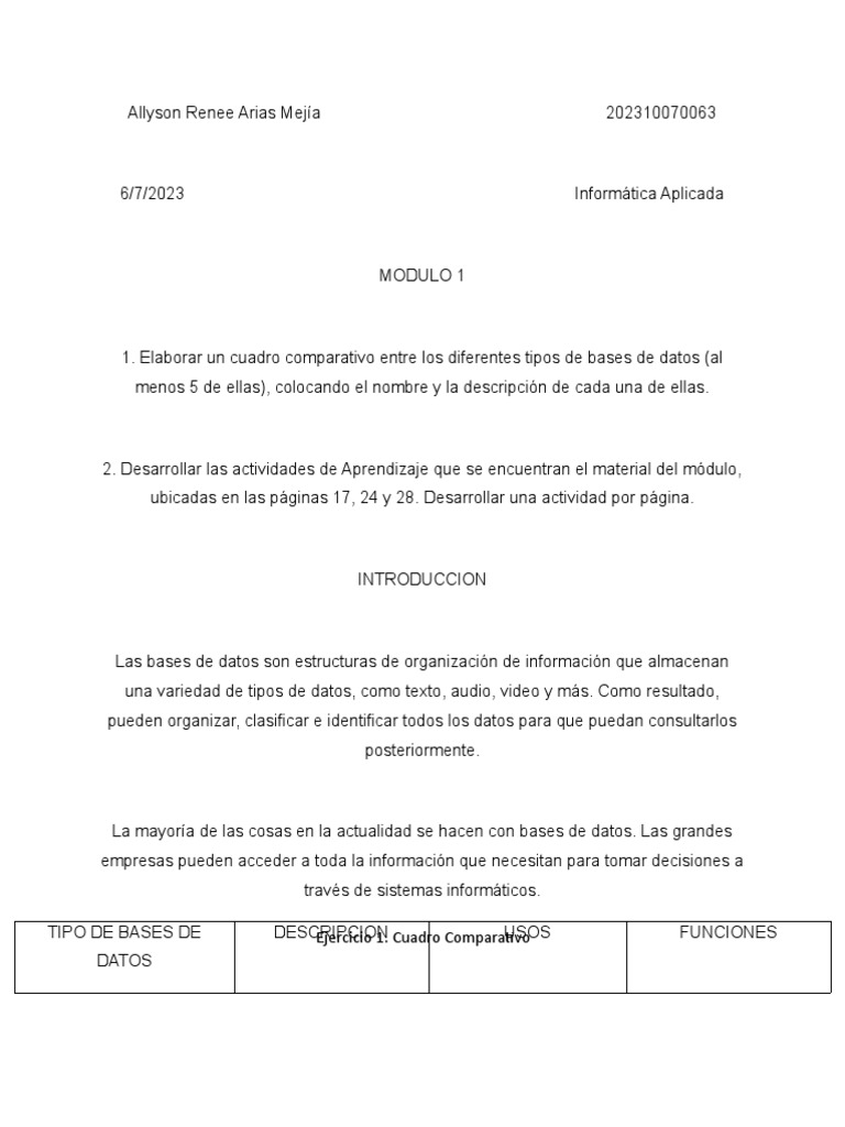 Tarea Modulo 1 | PDF