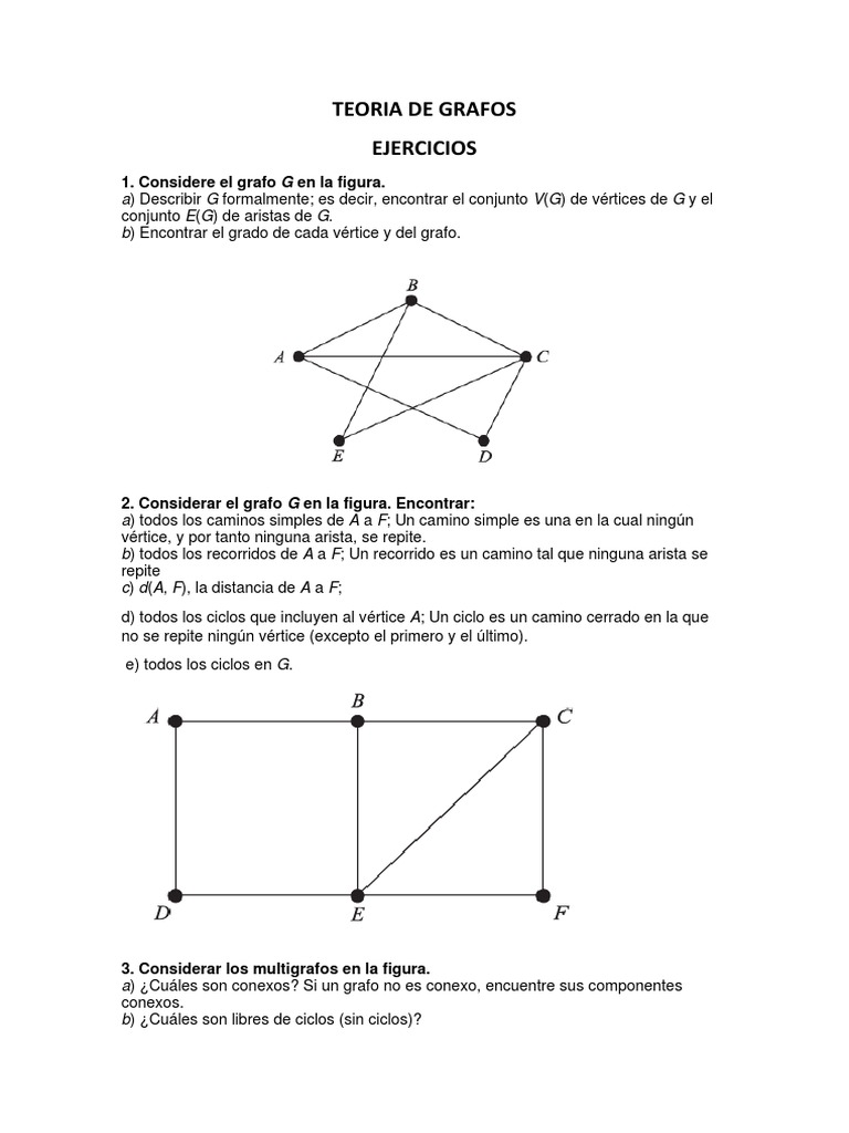 Teoria de Grafos Ejercicios | PDF