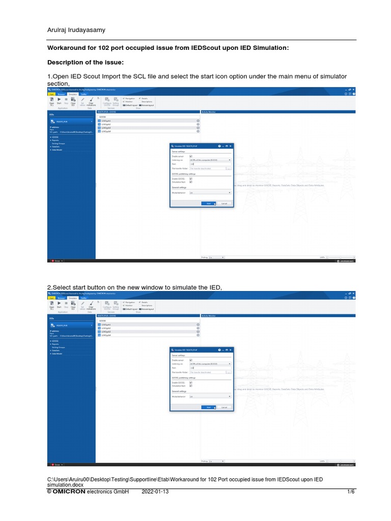 Workaround For 102 Port Occupied Issue From Iedscout Upon Ied Simulation Pdf Software