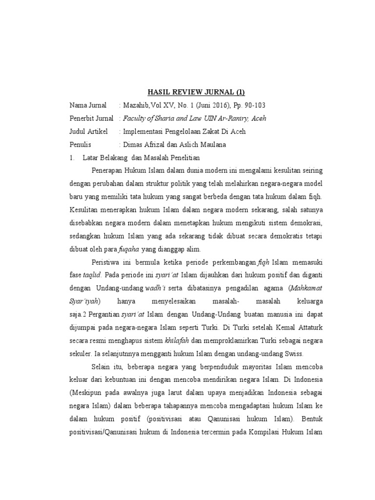 Contoh Review Jurnal | PDF