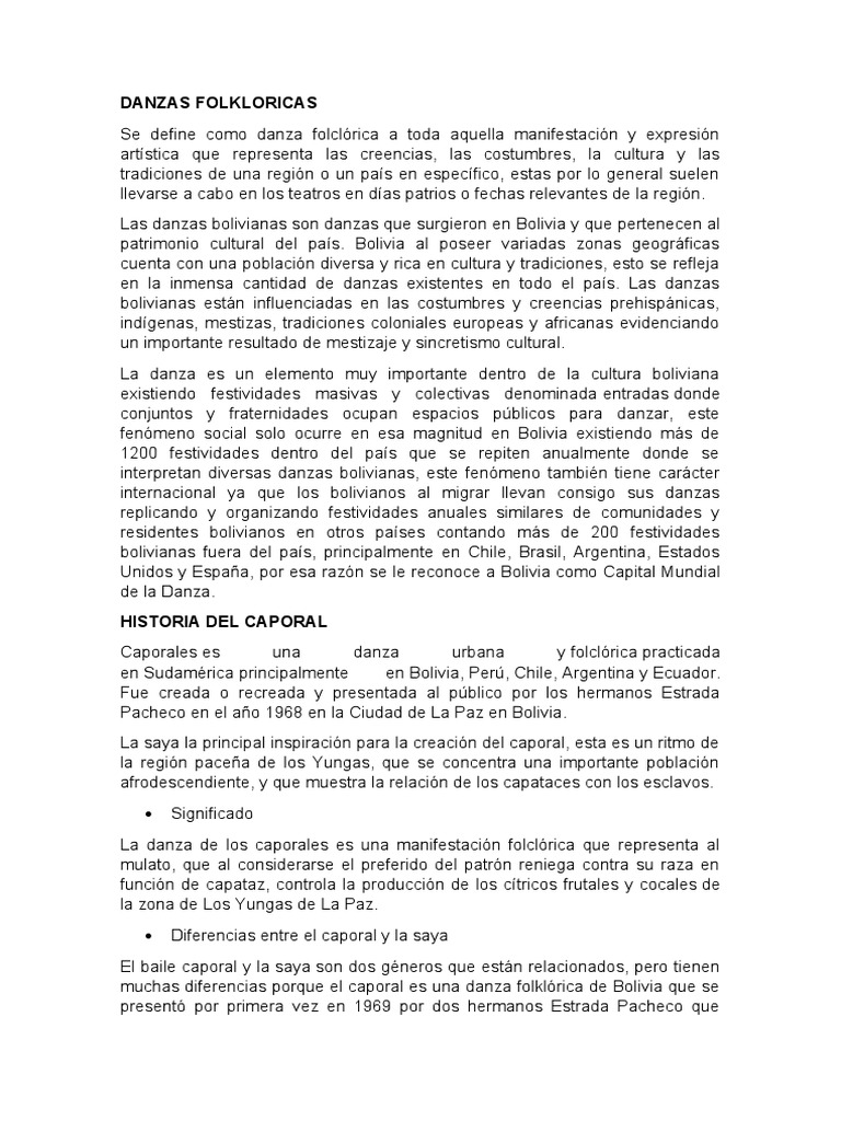 Danzas Folkloricas | PDF | Cultura de las Americas