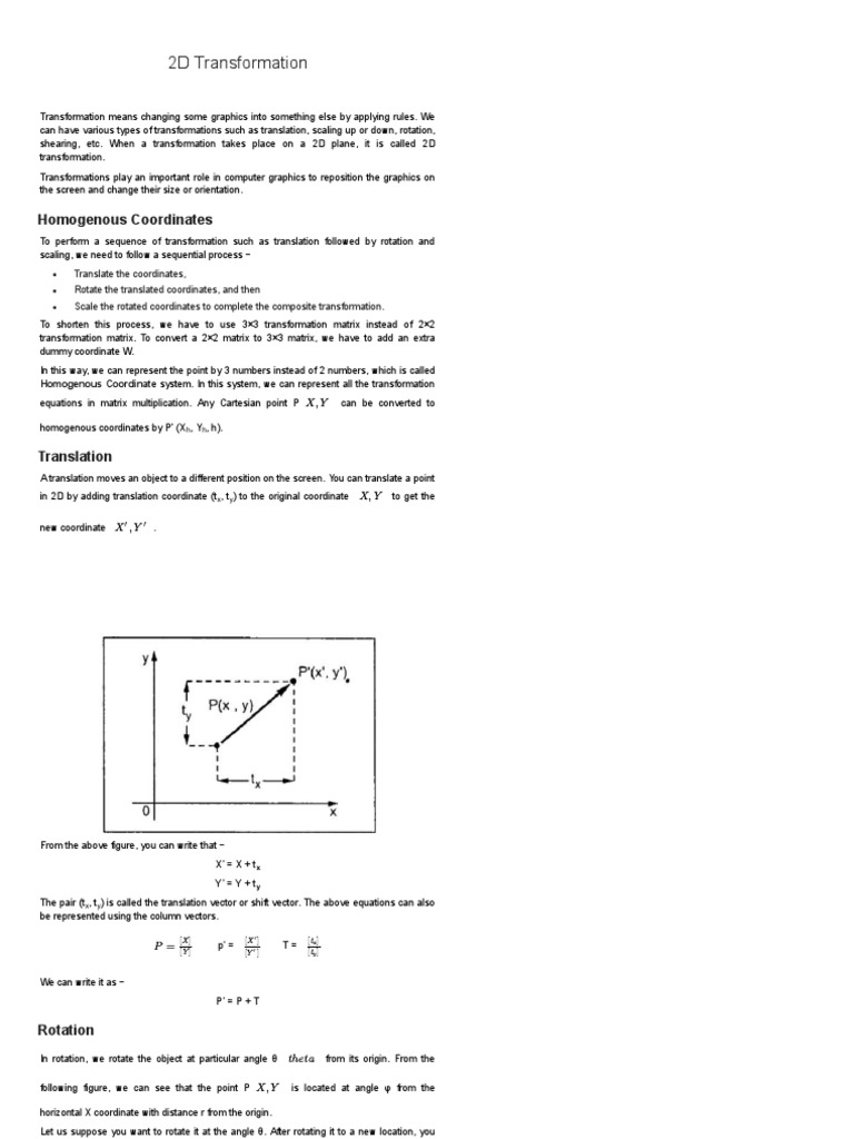 2d Transformation Download Free Pdf 2 D Computer Graphics