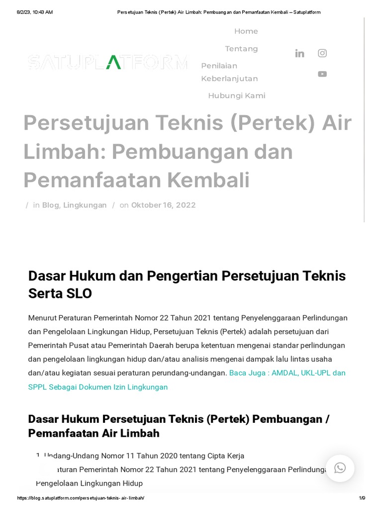 Persetujuan Teknis (Pertek) Air Limbah_ Pembuangan Dan Pemanfaatan ...