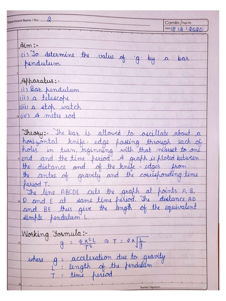 Bar Pendulum Experiment | PDF