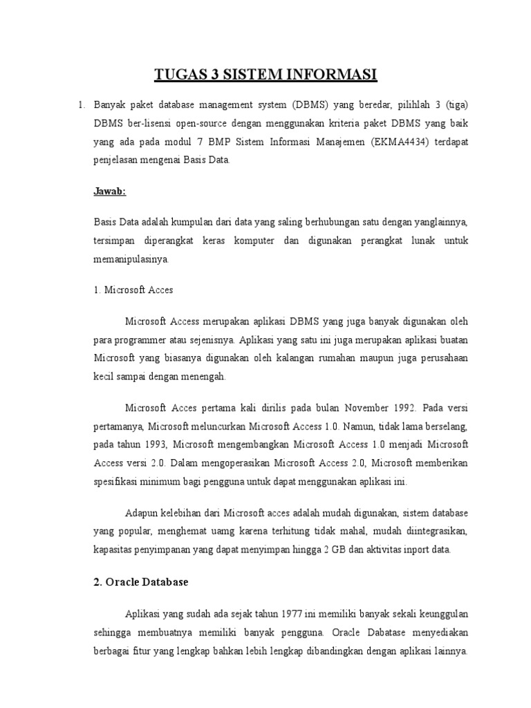 Tugas 3 Sistem Informasi | PDF
