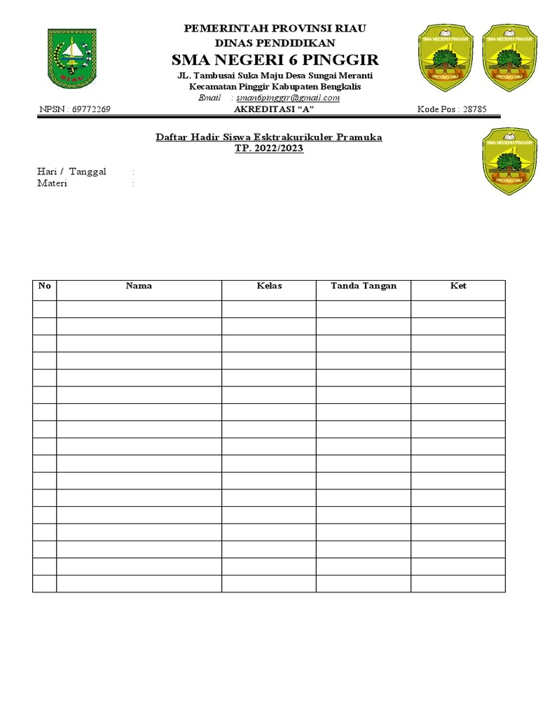 Absen Eskul Pramuka | PDF