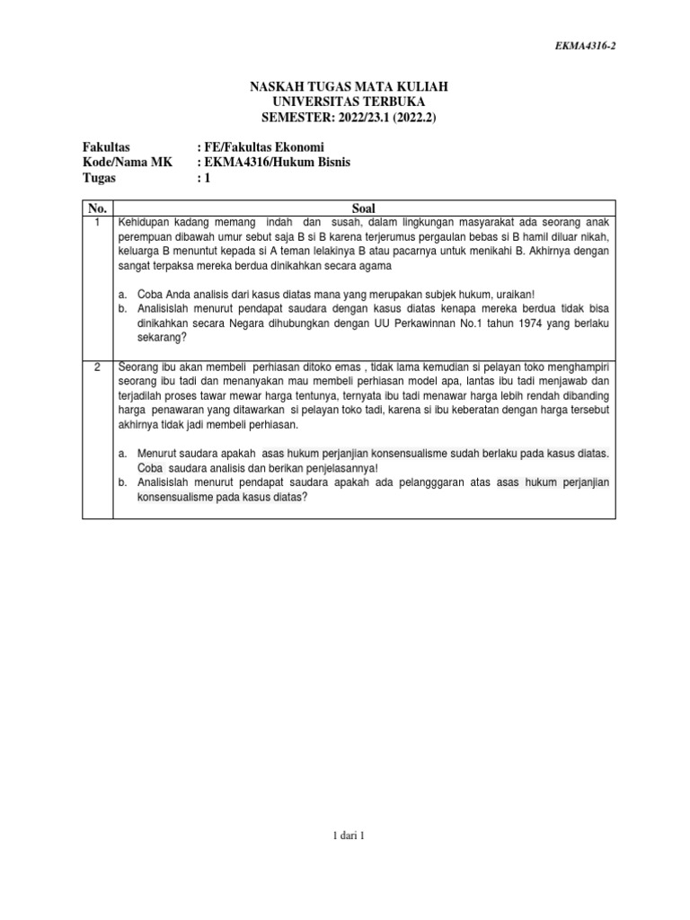 Soal Ekma4316 tmk1 2 | PDF