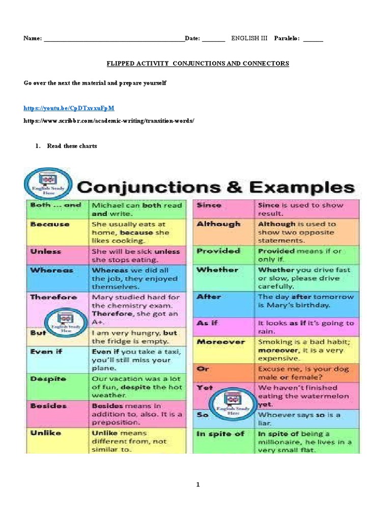 CONJUCTIONS PRACTICE | PDF