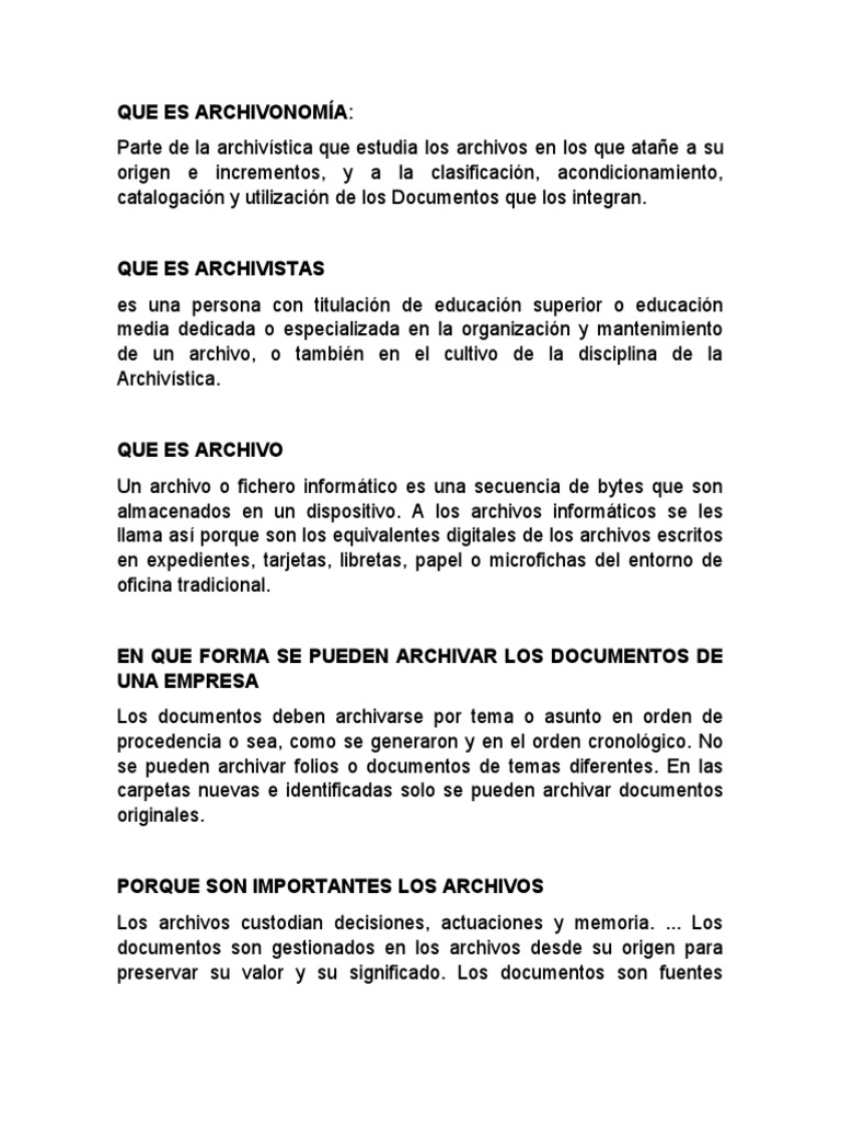 Que Es Archivonomía | PDF