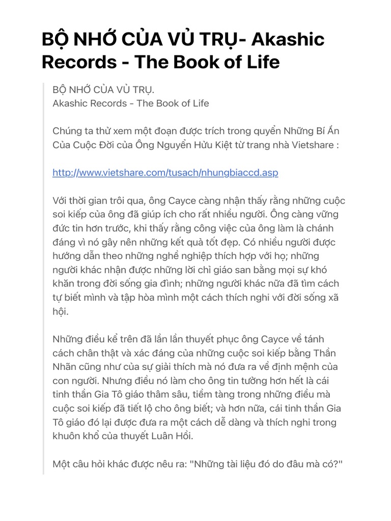 B NH C A V TR - Akashic Records - The Book of Life | PDF