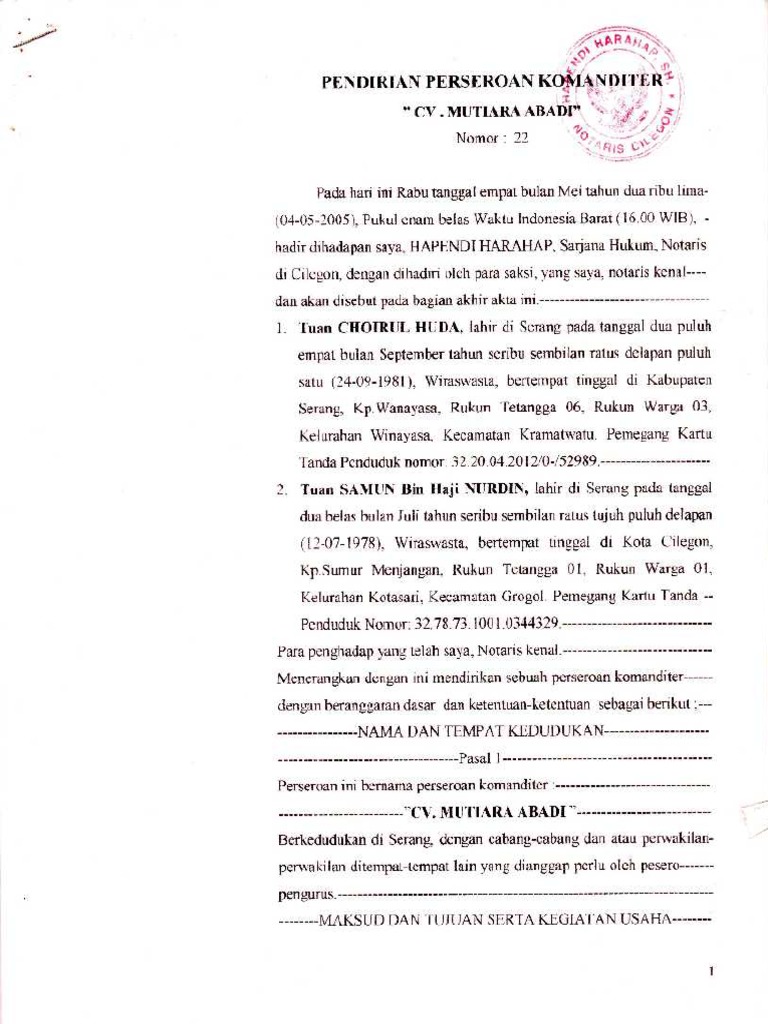 Akte CV Mutiara | PDF