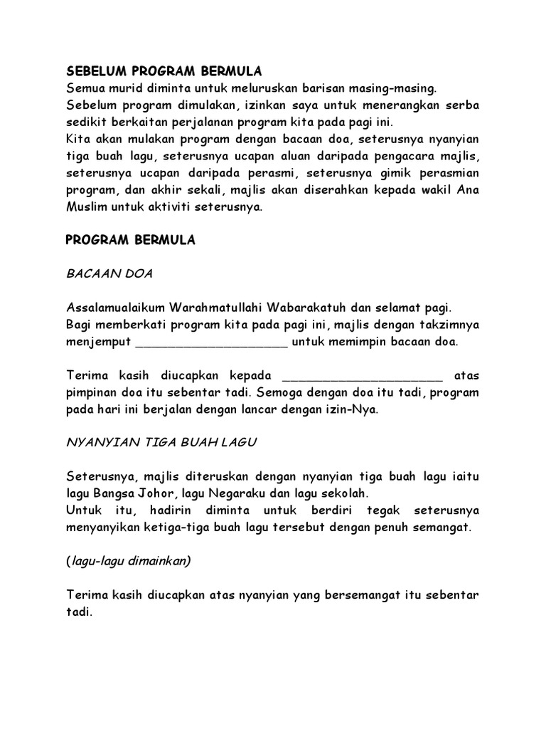 Teks Pengacara Majlis (Program Semarak Nilam) | PDF