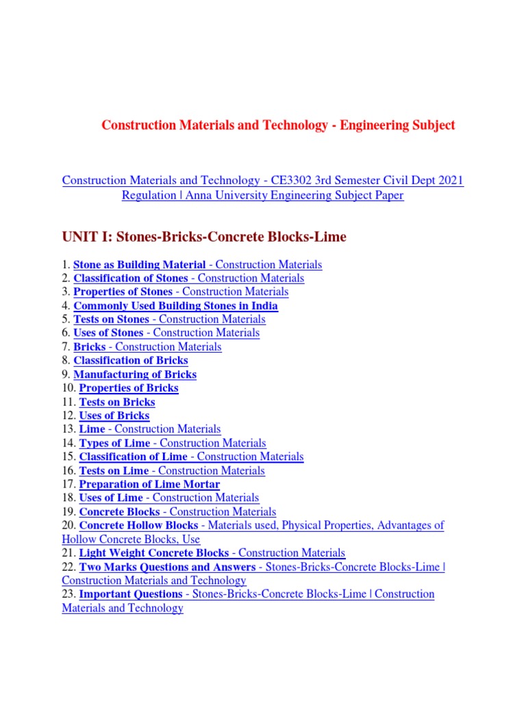 Construction Materials and Technology | PDF