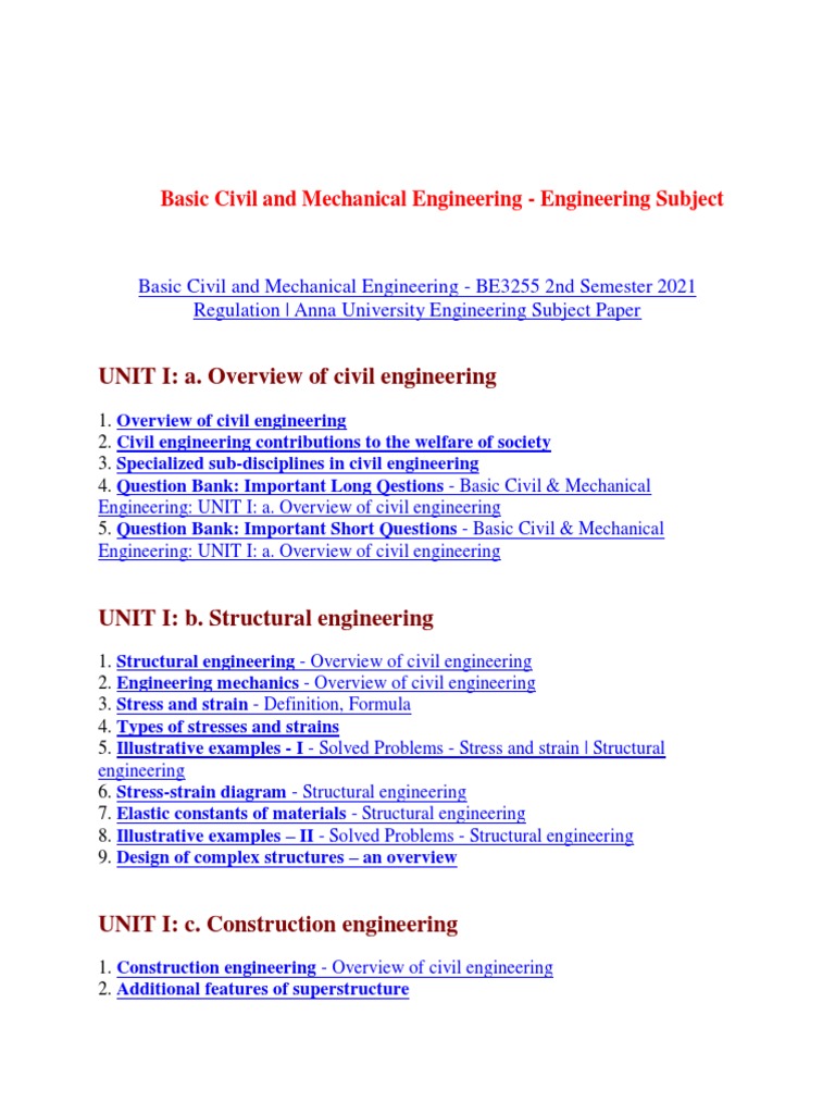 Basic Civil and Mechanical Engineering | PDF | Science & Mathematics | Technology & Engineering