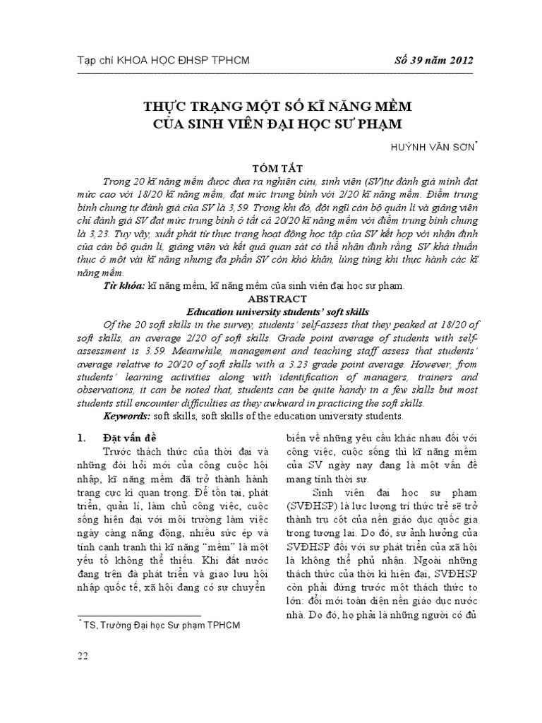 Nghiên cứu thực trạng kỹ năng mềm của Sinh viên | PDF