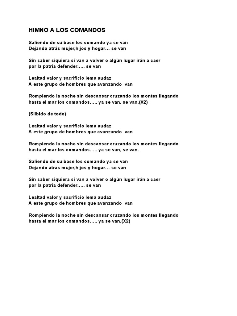 Himno a los Comandos Peruanos | PDF