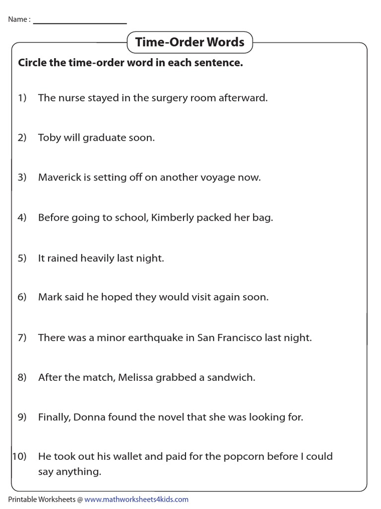 Circling Time Order Words | PDF