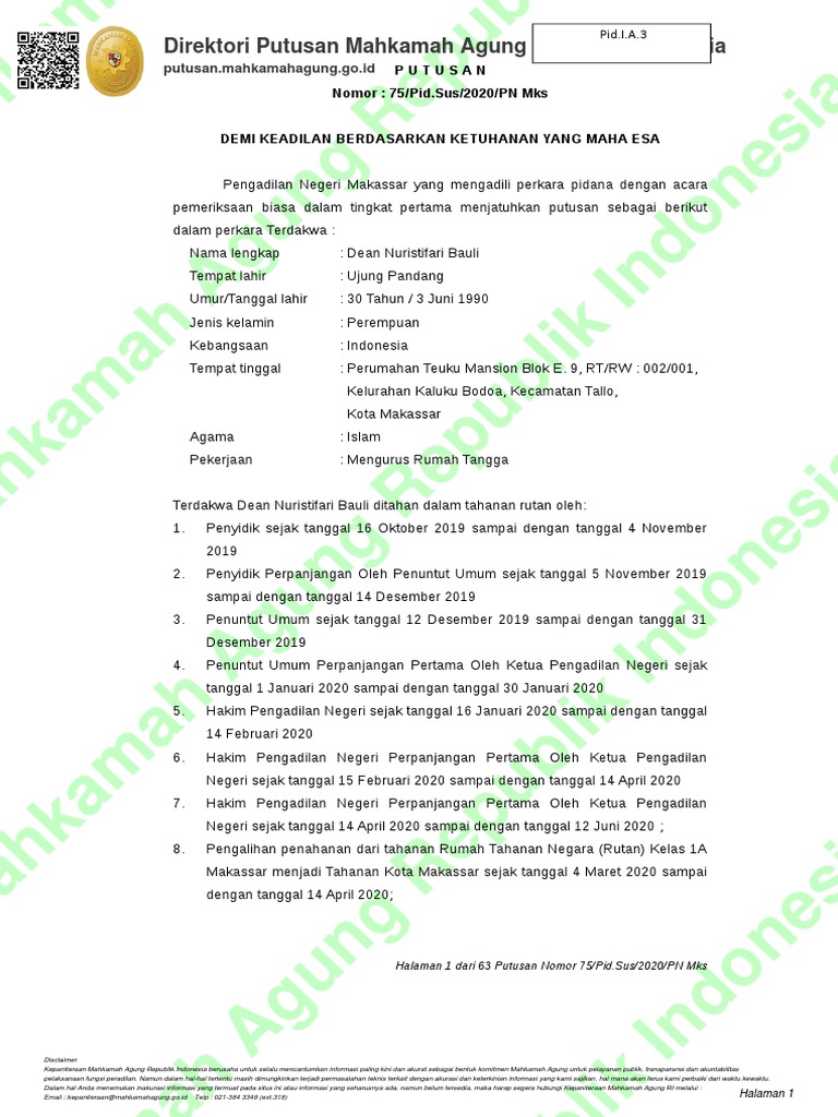 Putusan 75 Pid - Sus 2020 PN Mks 20230617083046 | PDF