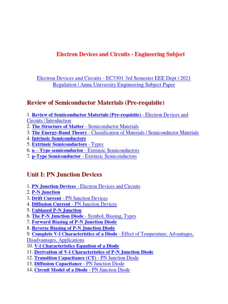 Electron Devices and Circuits (EDC) | PDF | Bipolar Junction Transistor ...