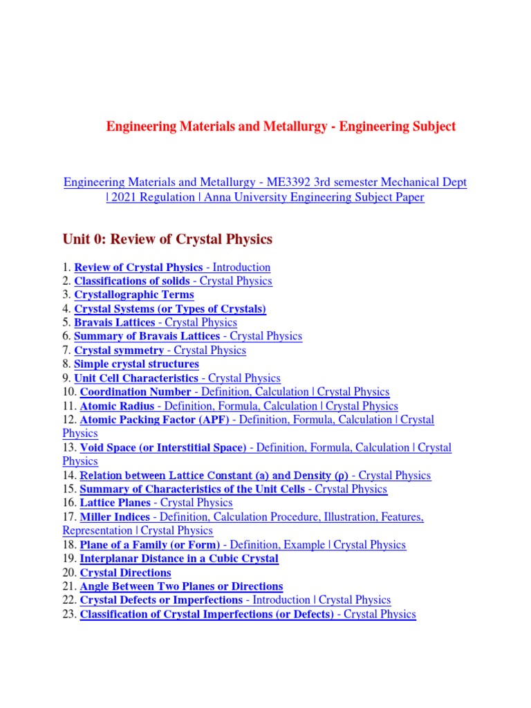 Engineering Materials and Metallurgy | PDF