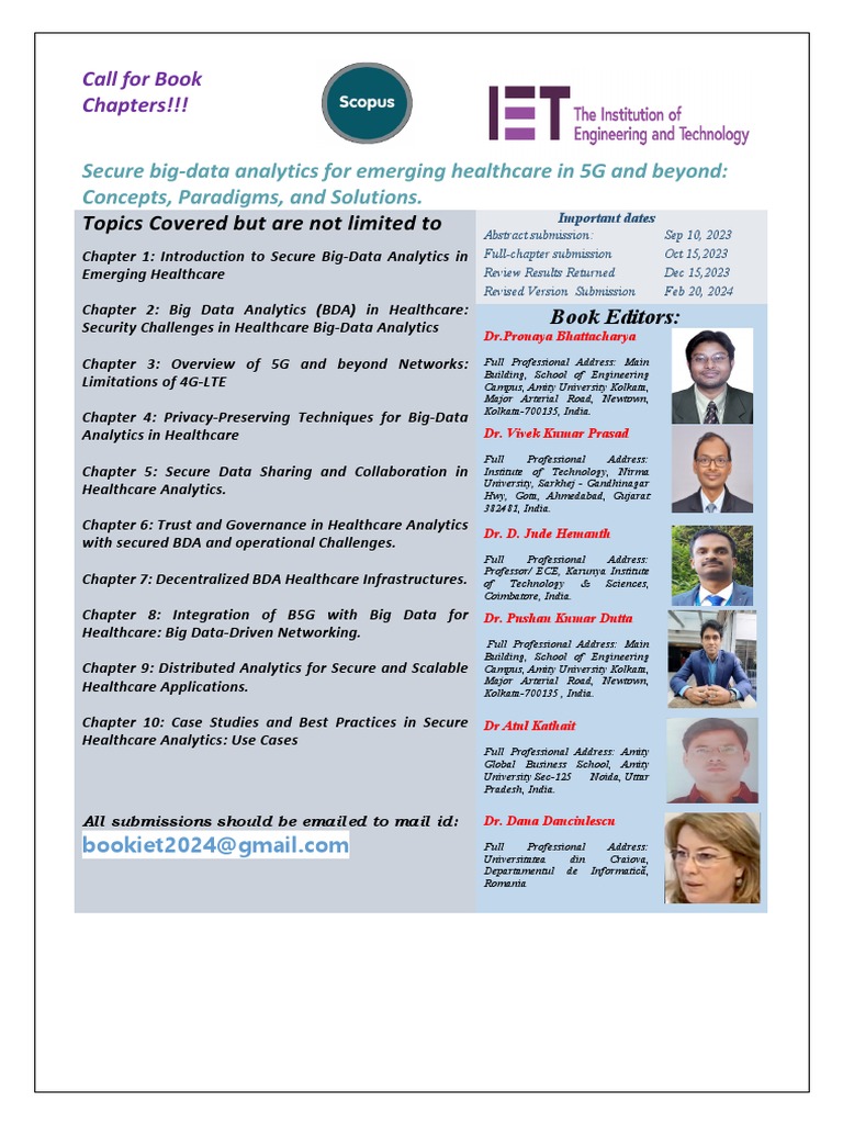 Call For Book Chapters - Secure Big-Data Analytics For Emerging ...