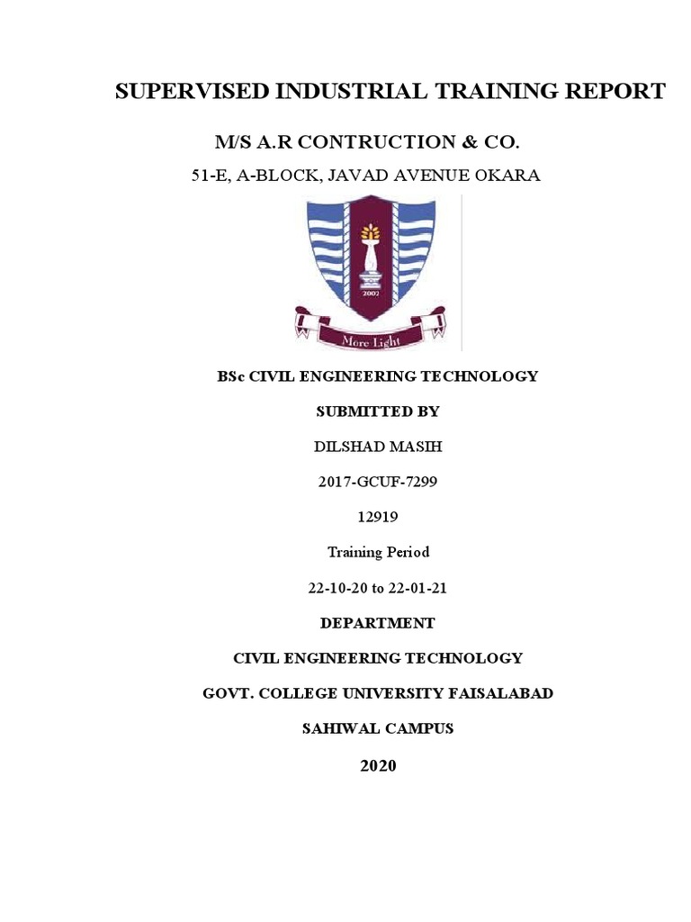 Supervised Industrial Training Report 12919 | PDF
