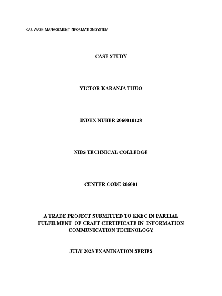 Victor Karanja Car Wash Management Project 0006 | PDF