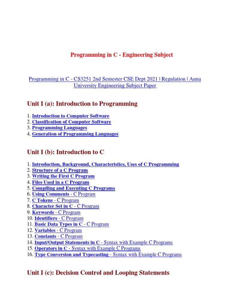 Programming in C | PDF | C (Programming Language) | Pointer (Computer Programming)