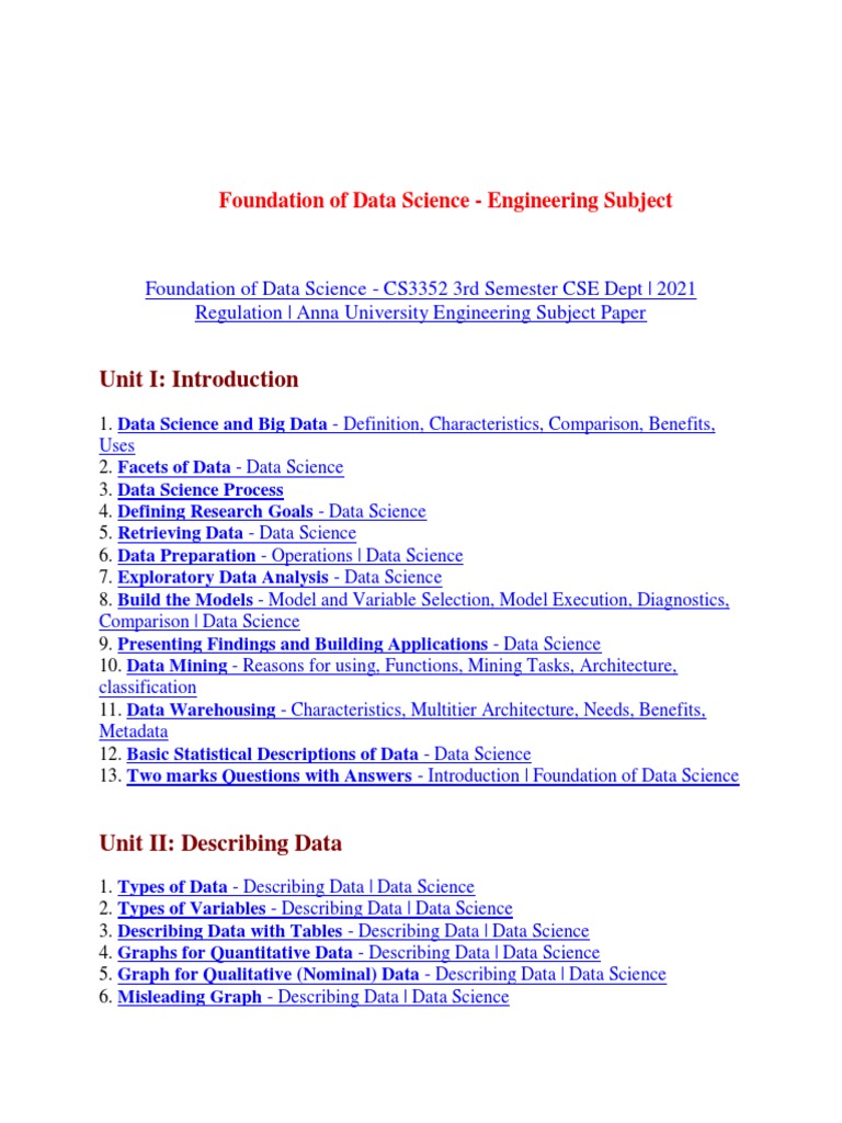 Foundation of Data Science | Download Free PDF | Data Science | Data