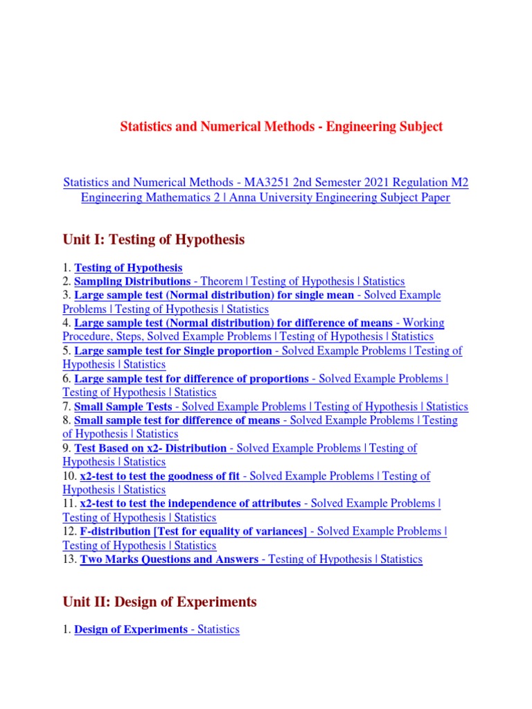 Statistics and Numerical Methods | PDF