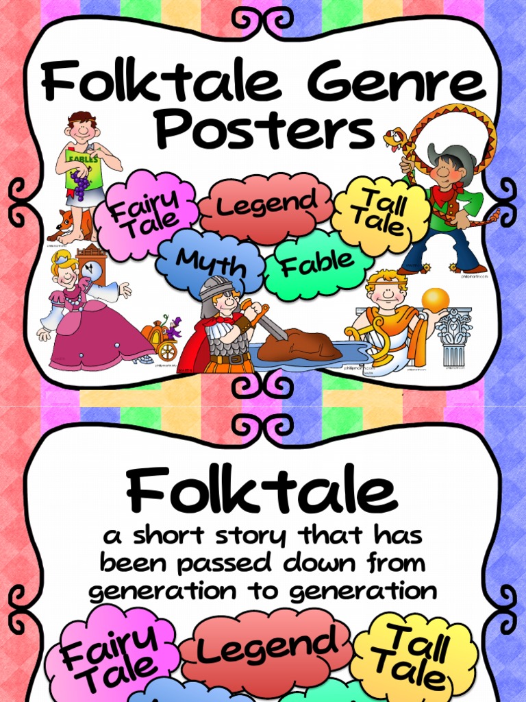 Folktale Genres Poster Set FREEBIEFairy Tale Tall Tale Fable Myth ...