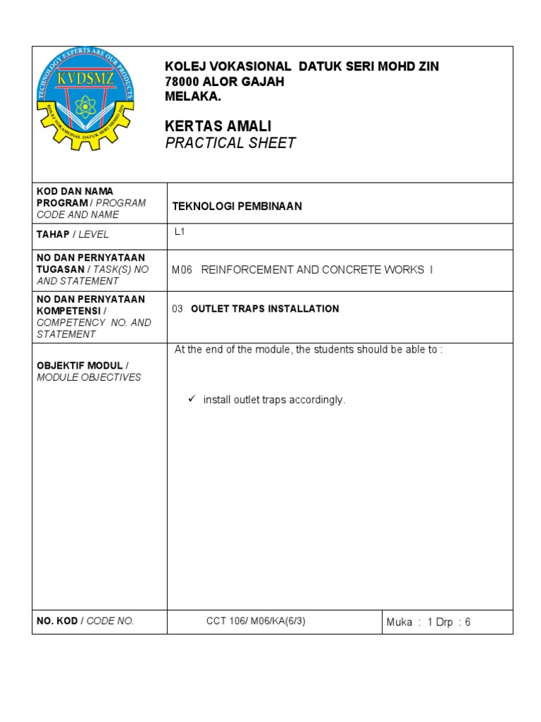 M06 KERTAS AMALI 1 K3 Outlet Trap | PDF