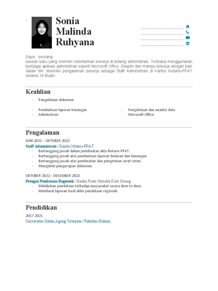 FREE TEMPLATE CV Lulusan S1 by Vina Muliana | PDF