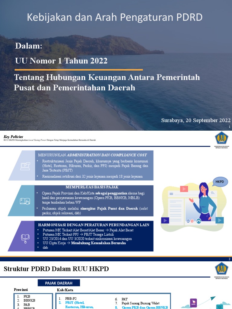 Kebijakan Dan Arah Pengaturan PDRD Dalam UU HKPD | PDF | Pengelolaan Keuangan & Uang