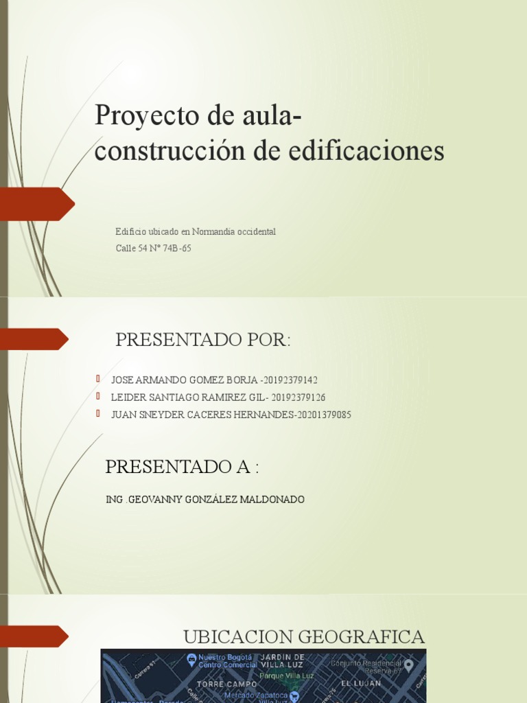 Proyecto de Aula - Edificaciones | PDF | Fundación (Ingeniería) | Ingeniería de Edificación