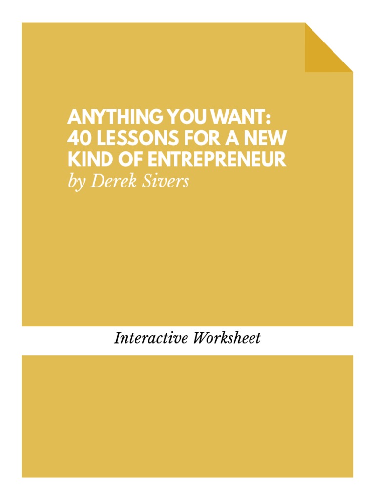 Anything You Want by Derek Sivers Worksheet | PDF